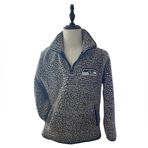 NFL | Shirts | Seattle Seahawks Gray Sherpa Quarterzip Pullover Jacket ...